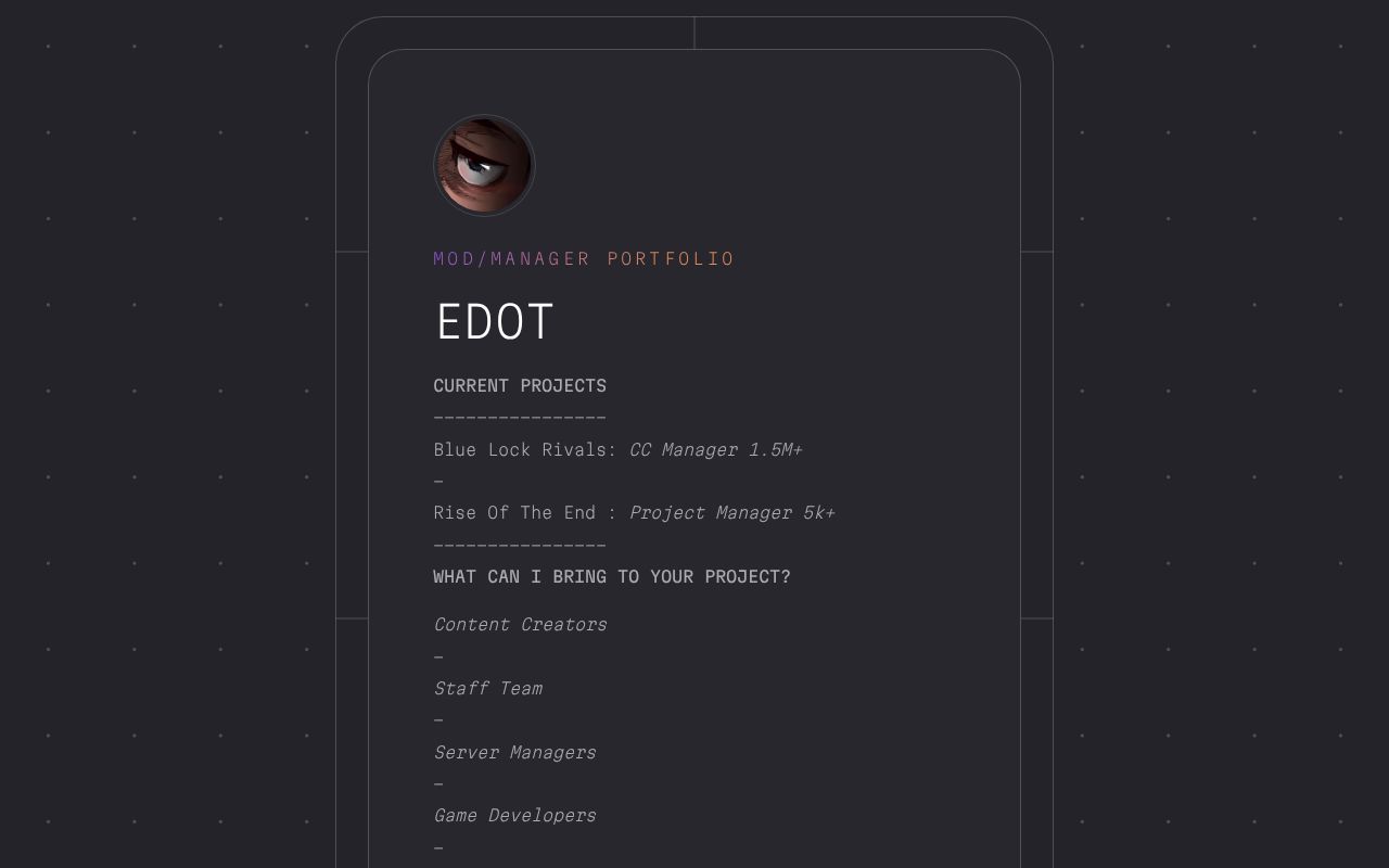 Manager/Mod Portfolio